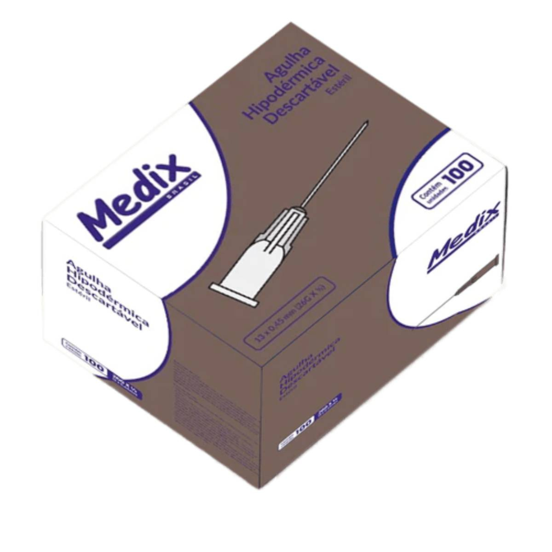Agulha Hipodérmica 13x0,45 mm 100un - Medix – Dr. Luvas
