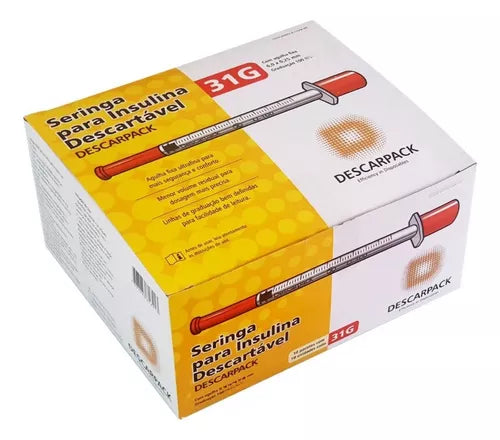 Seringa de Insulina 1ml com Agulha Fixa 6x0,25 mm 10un - Descarpack ...